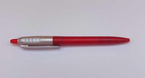 Шариковая ручка автоматическая красная с вставками