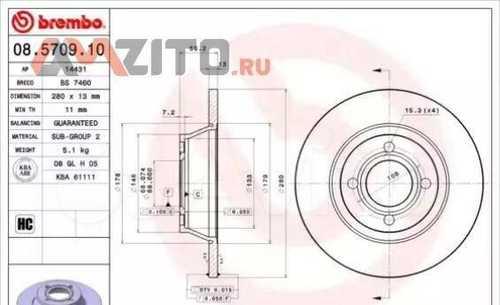 Brembo 08570910 диск тормозной передний 08.5709.10