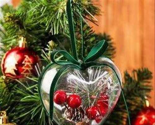 Новогодняя подвеска с природным декором «Зимнее сердце»