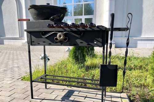 Мангал переносной с шампурами