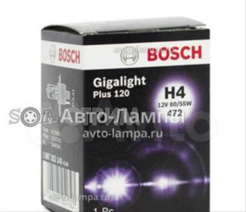 Bosch 1987301106 Лампа H4 60/55W P43t Gigalight Plus 120 коробка 2шт