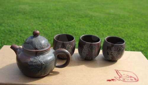 Китайский глиняный чайник и 6 пиал - Нисин-Тао