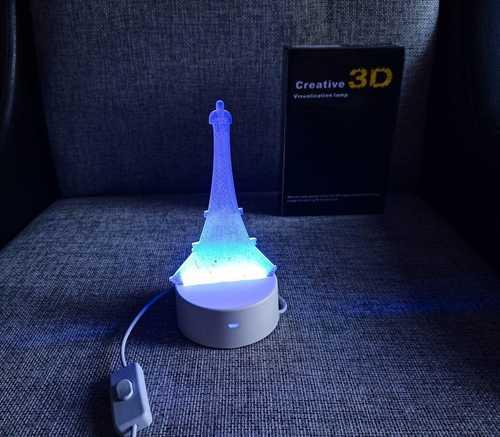 3D светильник Эйфелева башня 3 цвета
