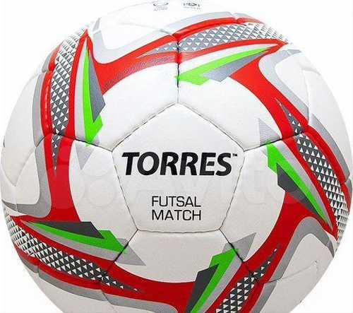 Мяч футзал. "torres Futsal Match" арт.F31864, р.4, 32 панели. PU, 4 подкл. слоя, бело-серебр-крас