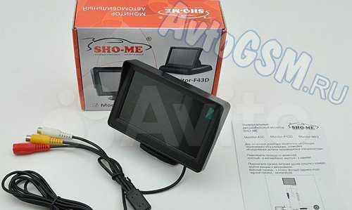 Автомобильный монитор Sho-me Monitor-43D - 4.3-дюймовый дисплей, два видеовхода, солнцезащитный козырек, установка на приборную панель, кронштейн на