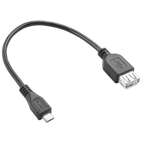 Адаптер переходник OTG MicroUSB M/USB AF для подключения к телефону USB устройств (4PH-MB1) черный 0.15м