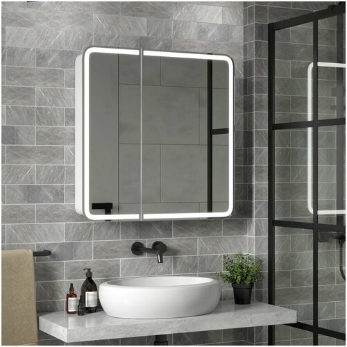 Зеркало шкаф для ванной с LED подсветкой Reflection Circle 600х800 RF2108SR