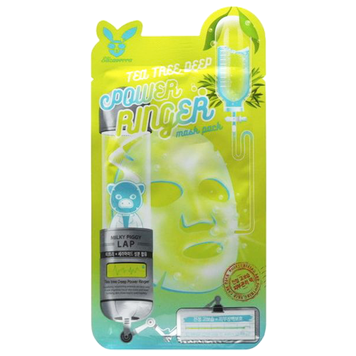 Elizavecca Успокаивающая тканевая маска с экстрактом чайного дерева Tea Tree Deep Power Ringer Mask Pack, 30 г, 23 мл