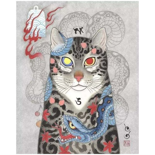 Постер / Плакат / Картина Кот с красным глазом 90х120 см в подарочном тубусе