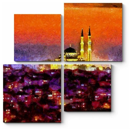 Модульная картина Сияющий Стамбул ночью 80x80
