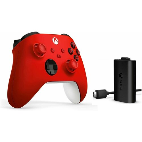 Геймпад Microsoft беспроводной Series S / X / Xbox One S / X Pulse Red красный 4 ревизия + Оригинальный аккумулятор play and charge kit USB - Type C