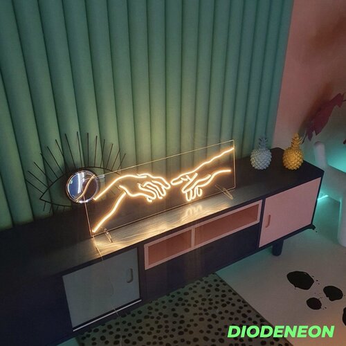 DIODENEON / Неоновый светильник "Сотворение" 79х25 см, неоновая вывеска, гибкий неон, ночник