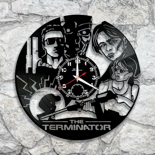 Настенные часы из виниловой пластинки с изображением героев фильма Терминатор/The Terminator