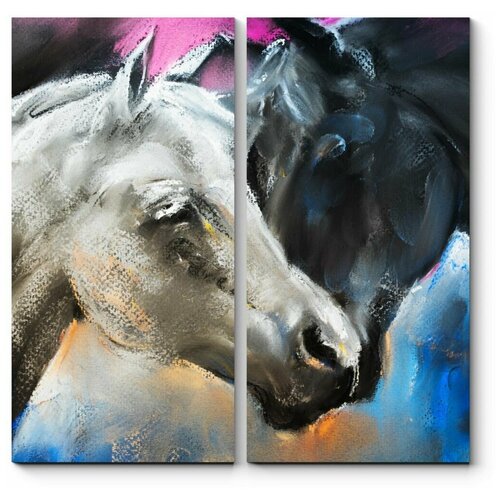 Модульная картина Влюбленная пара лошадей 80x80