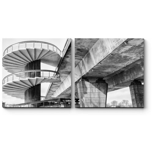 Модульная картина Спиральная лестница и мост190x95