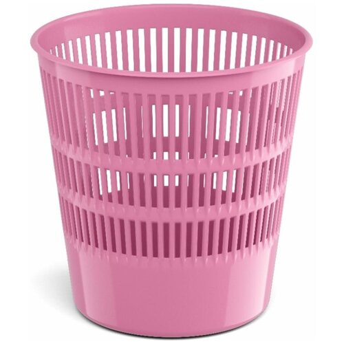 Корзина для бумаг и мусора Pastel, 12 литров, пластик, сетчатая, розовая