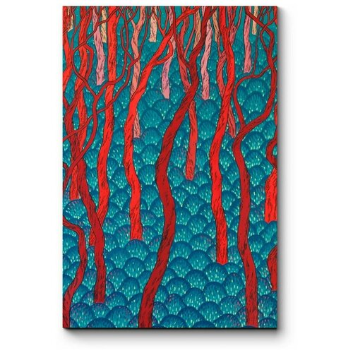 Модульная картина Красный лес 60x90
