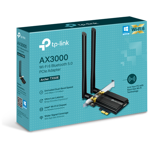 TP-Link Archer TX50E AX3000 Wi-Fi 6 Bluetooth 5.0 адаптер PCI Express