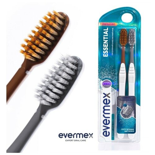 Зубная щётка Evermeх Essential, средней жёсткости, 2 шт.