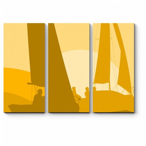 Модульная картина Яхты в лучах закатного солнца 130x93