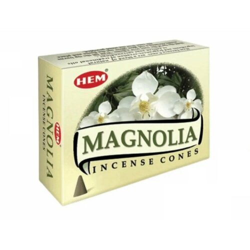 HEM Магнолия - 10 шт, ароматические благовония, конусовидные, конусы с подставкой, Magnolia - ХЕМ