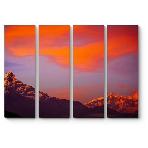 Модульная картина Оранжевый закат над гималайскими горами 140x105