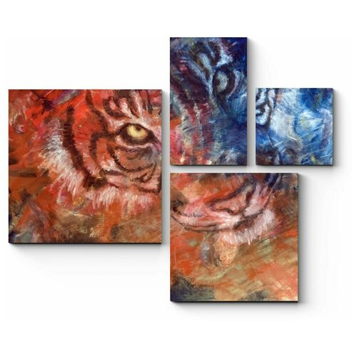 Модульная картина Тигр маслом на холсте 162x135