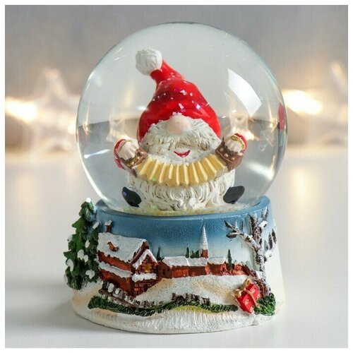 Стеклянный шар Дед Мороз - гармонист 7х6,7х8,8 см 6 шт.