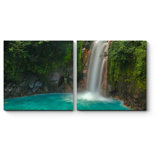 Модульная картина Лазурь вод затерянного водопада, Коста Рика150x75