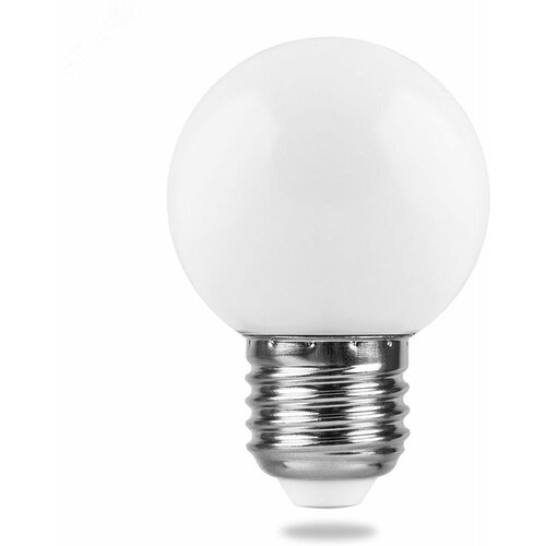 Лампа светодиодная LED 1вт Е27 белый 6400К (шар) | код. 25115 | FERON (10шт. в упак.)