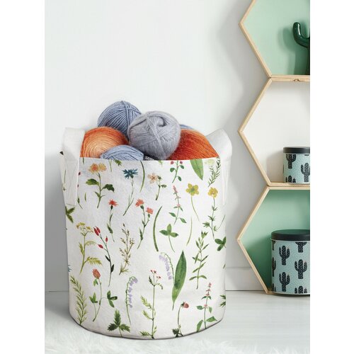 Текстильная корзина для вещей, мешок горшок для рассады и цветов, из войлока гроубэг JoyArty "Редкие цветы" 19 л