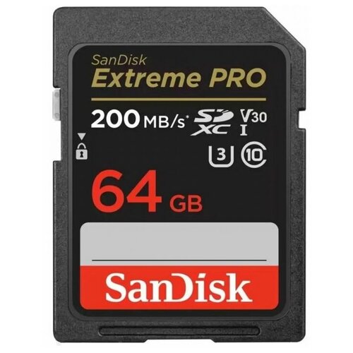 Карта памяти Sandisk Extreme Pro SDXC UHS-I U3 V30 64Gb (200/90 MB/s)