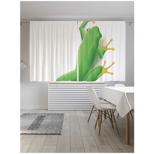 Классические шторы JoyArty "Лягушка на стене", серия Oxford DeLux, 2 полотна 145x180 см