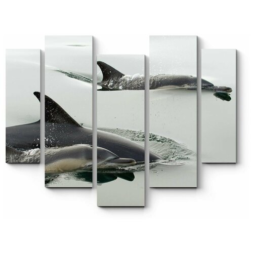 Модульная картина Счастливая семья дельфинов131x106