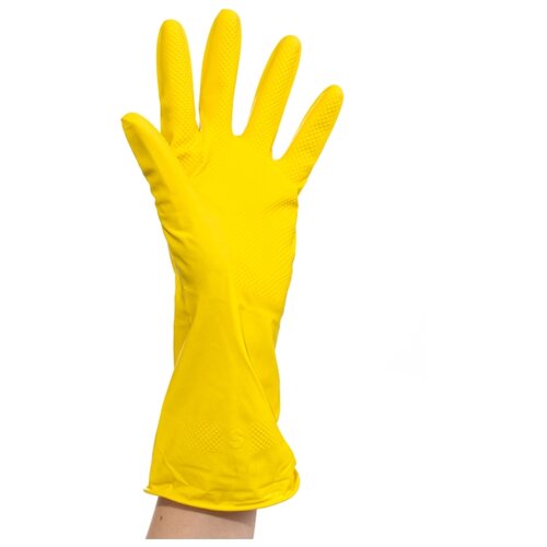 Перчатки хозяйственные латексные желтые, 12 пар. XL