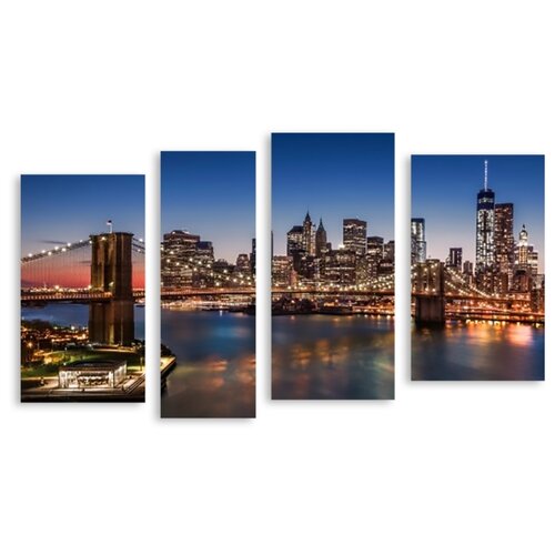 Модульная картина на холсте "Бруклинский мост" 150x89 см