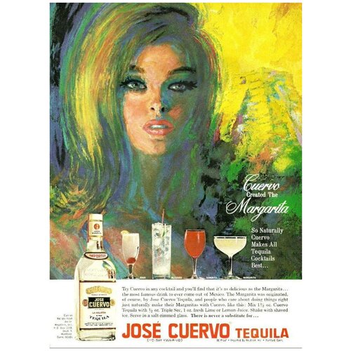 Постер / Плакат / Картина Рекламный плакат - Маргарита с лаймом Jose Cuervo Tequila 50х70 см в раме