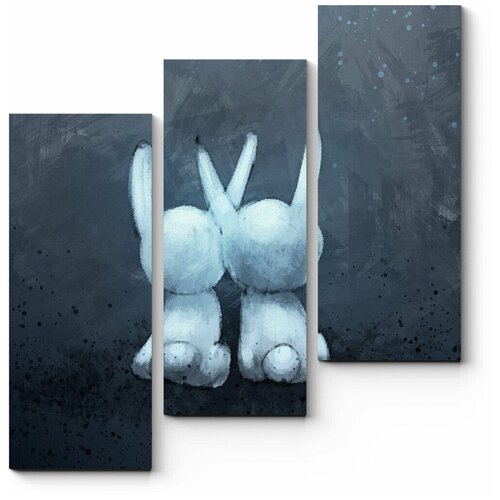 Модульная картина Любовь кроликов 80x85