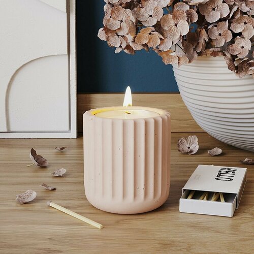Подсвечник Chloe Slim S, 5.5х5 см, для столовых и чайных свечей (1 шт.), бетон, розовый матовый