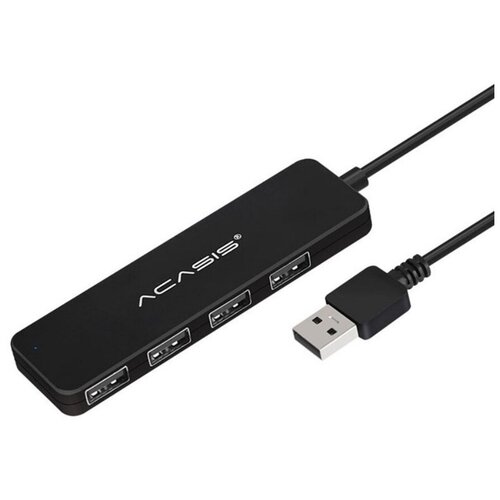 Хаб Acasis USB 2.0 Compact Portable Hub 4 Ports (AB2-L42 20см), черный