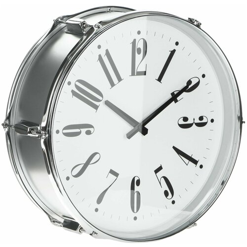 Часы настенные IsTime Drum серебряные 44,5х17,3х43,5 см