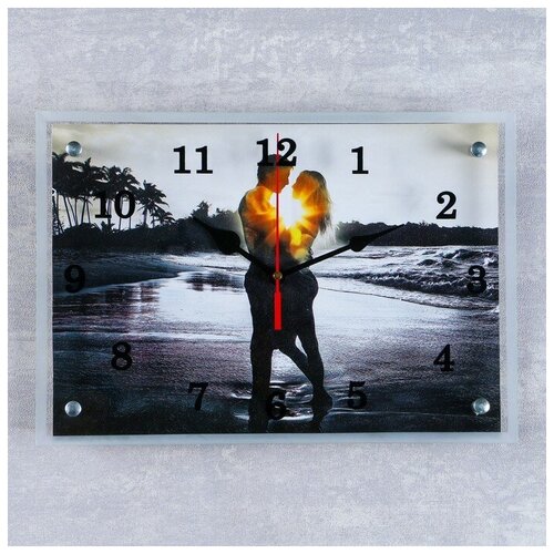 Часы-картина настенные, серия: Люди, "Влюбленная пара", 25х35 см