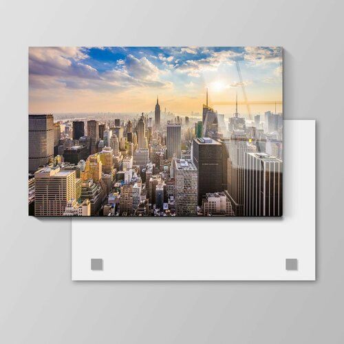 Картина на стекле - "Вид на Манхэттен" размер 90-135 см