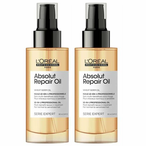 L'oreal Professionnel Набор: Масло 10 в 1 Absolut Repair Gold для восстановления поврежденных волос, 90 мл х 2 шт