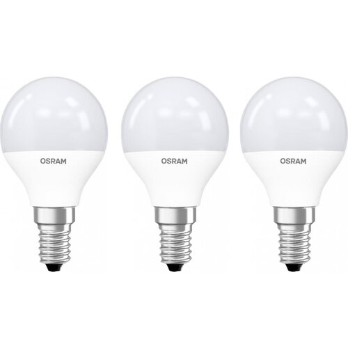 Светодиодная лампа Osram LED Star Classic 6.5W эквивалент 60W 3000K 550Лм E14 шар (комплект из 3 шт.)