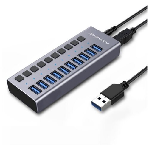 Хаб Acasis USB 3.0 12V 4A HS-710MG (10 портов) - Темно-серый