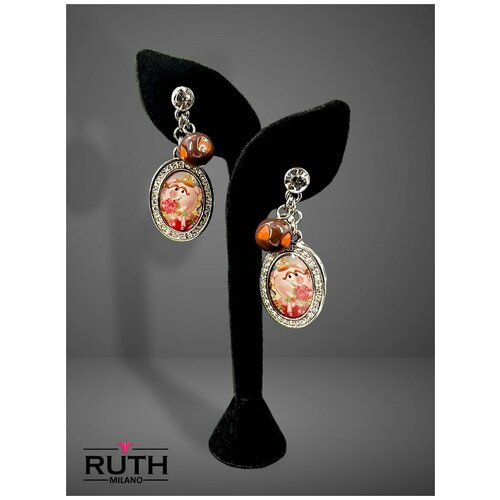 Серьги с подвесками RUTH MILANO, искусственный камень, красный, серебряный