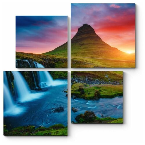 Модульная картина Красочный рассвет, Исландия 60x60