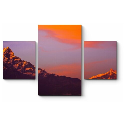 Модульная картина Оранжевый закат над гималайскими горами 160x104