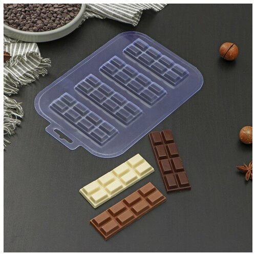 Форма для шоколада и конфет Sima-land "Батончик 2х4", цвет прозрачный, пластик